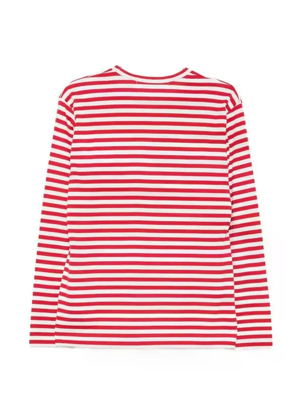 Play Comme Des Garcon Striped Heart-patch T-shirt