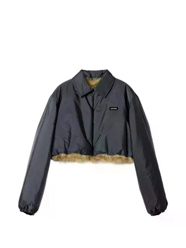 Miu Miu Technical Fabric And Shearling Windbreaker - Grey