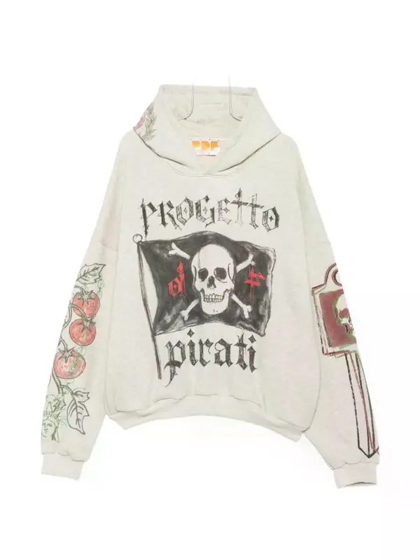 PDF Graphic-print Drawstring Hoodie - Grey