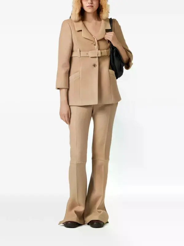 Miu Miu Single-breasted Wool Coat With Belted Waist