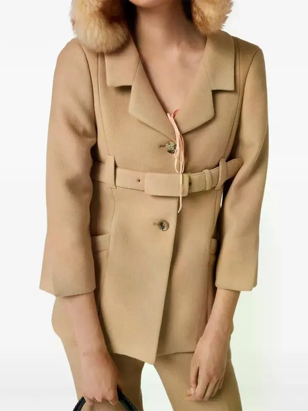 Miu Miu Single-breasted Wool Coat With Belted Waist