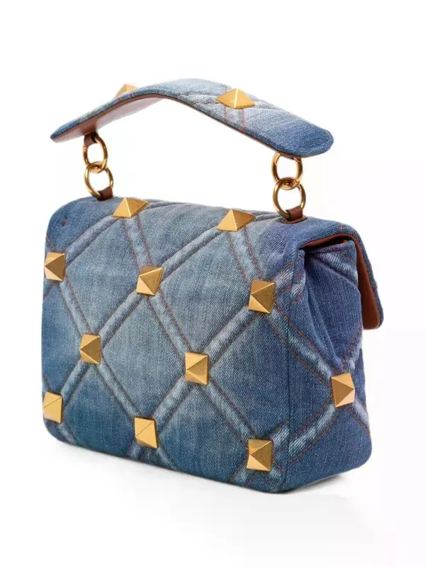 Valentino Garavani 2018-2026 Medium Denim Roman Stud Satchel