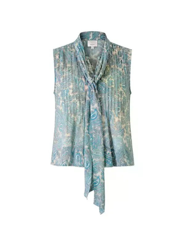 Cinq À Sept Hendrix Paisley-print Pussy-bow Top - Blue