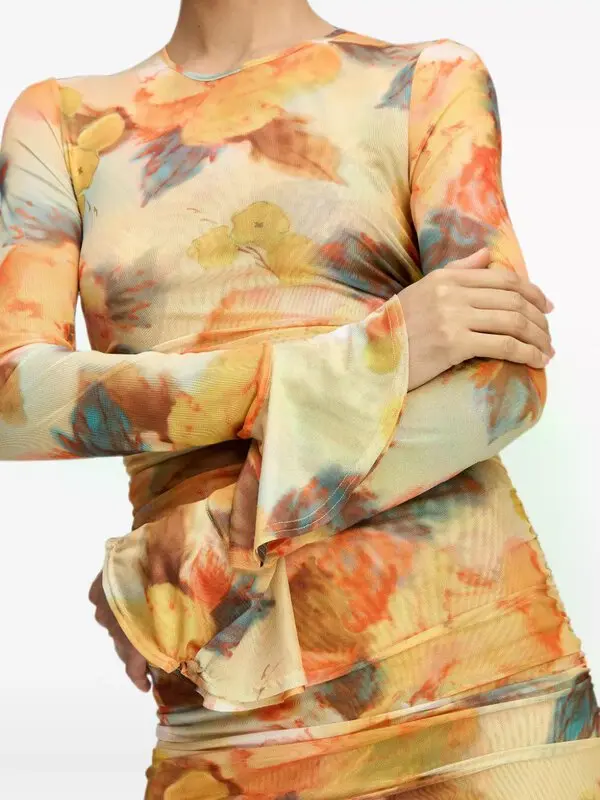 Cinq À Sept Floral-print Ruched Maxi Dress - Orange