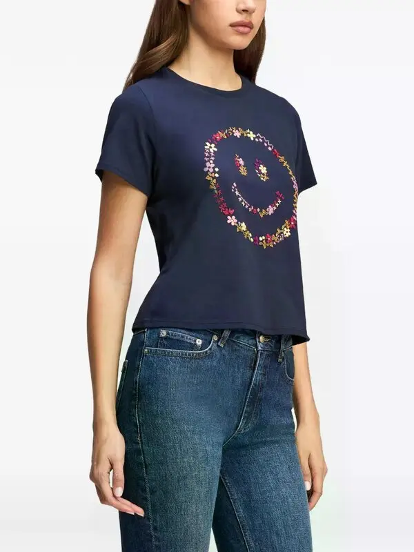Cinq À Sept Shrunken T-shirt With Wildflower Embroidery