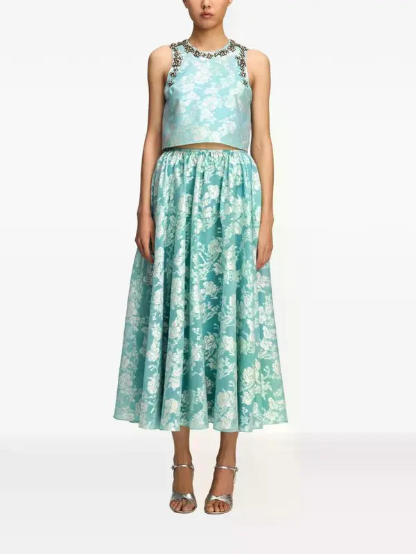 Cinq À Sept Barbara Crystal-embellished Jacquard Top - Blue