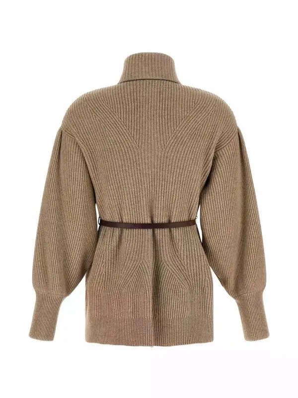Brunello Cucinelli Belted Ribbed-knit Wool Cardigan