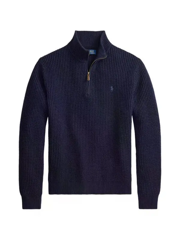 Polo Ralph Lauren Waffle Knit Quarter-zip Sweater - Blue