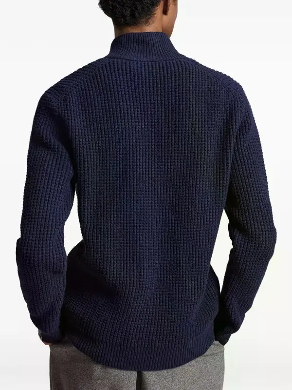 Polo Ralph Lauren Waffle Knit Quarter-zip Sweater - Blue