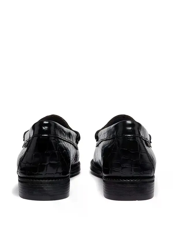 G.H.BASS Crocodile-effect Leather Loafers
