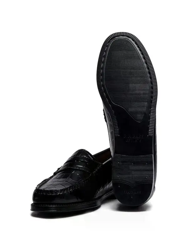 G.H.BASS Crocodile-effect Leather Loafers