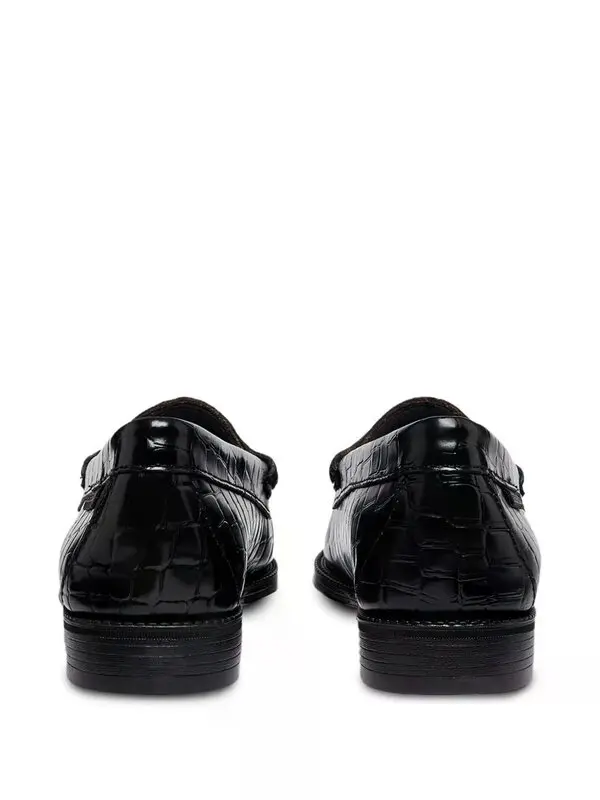 G.H.BASS Crocodile-effect Leather Loafers - Black