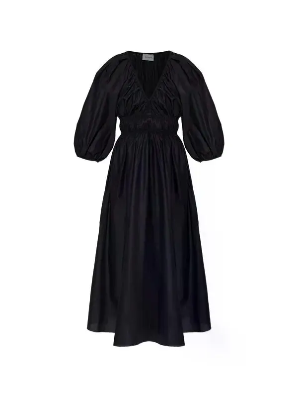 Matteau Shirred Plunge-neck Dress - Black