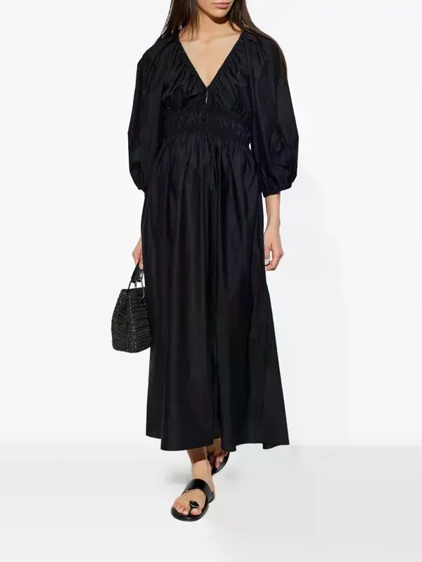 Matteau Shirred Plunge-neck Dress - Black
