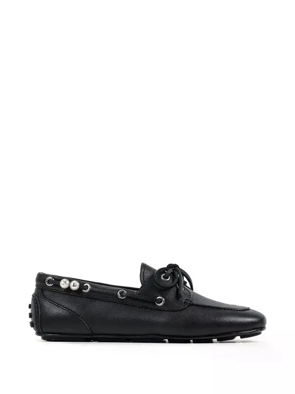 Karl Lagerfeld Pearl-embellished Lace-up Loafers - Black