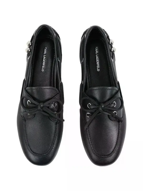 Karl Lagerfeld Pearl-embellished Lace-up Loafers - Black