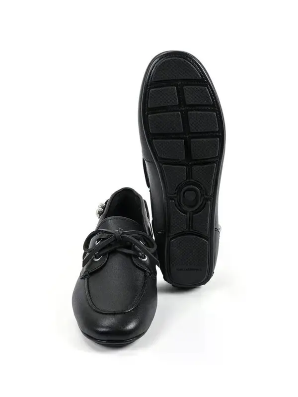 Karl Lagerfeld Pearl-embellished Lace-up Loafers - Black