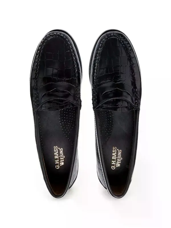 G.H.BASS Weejuns Croc-embossed Loafers