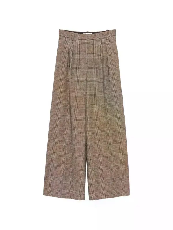 CIRCOLO 1901 Check-pattern Pleated Trousers - Brown