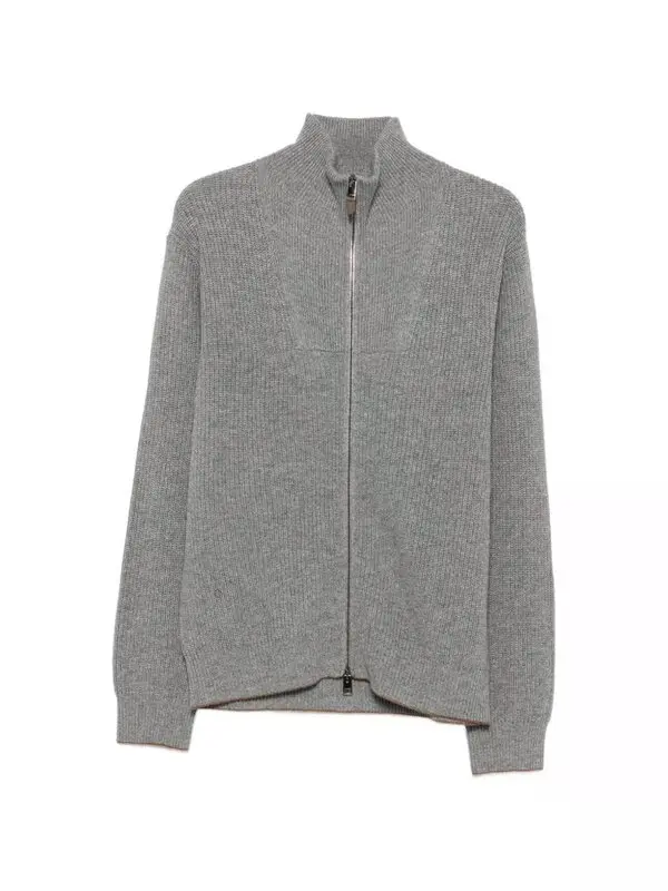 Canali Ribbed Zip-up Cardigan