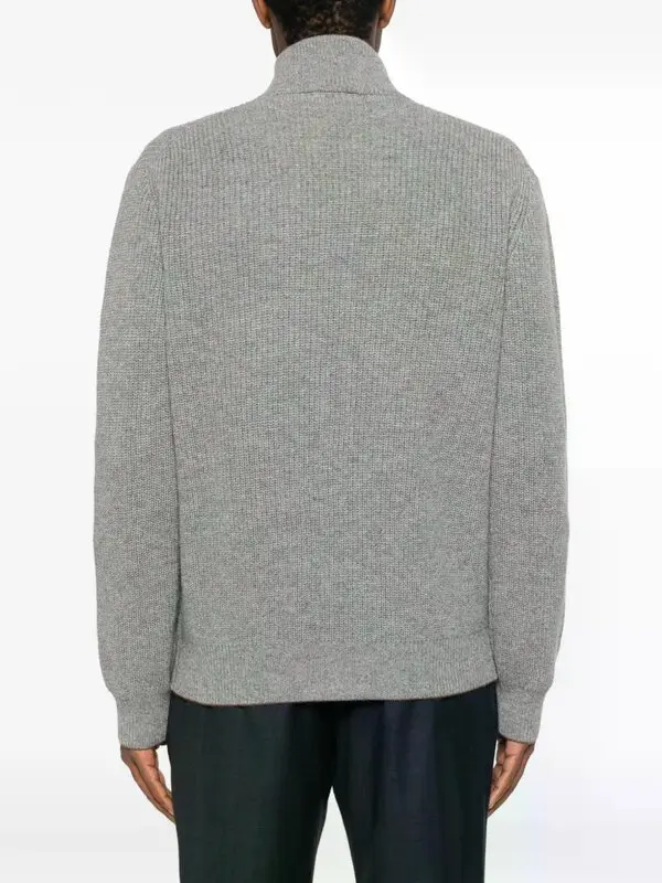 Canali Ribbed Zip-up Cardigan