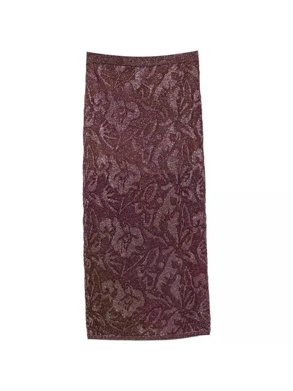 Liu Jo Floral-jacquard Metallic-thread Midi Skirts - Purple