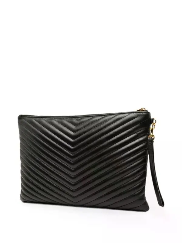 Saint Laurent 2019 Chevron Calfskin Cassandre Document Holder Clutch Bag
