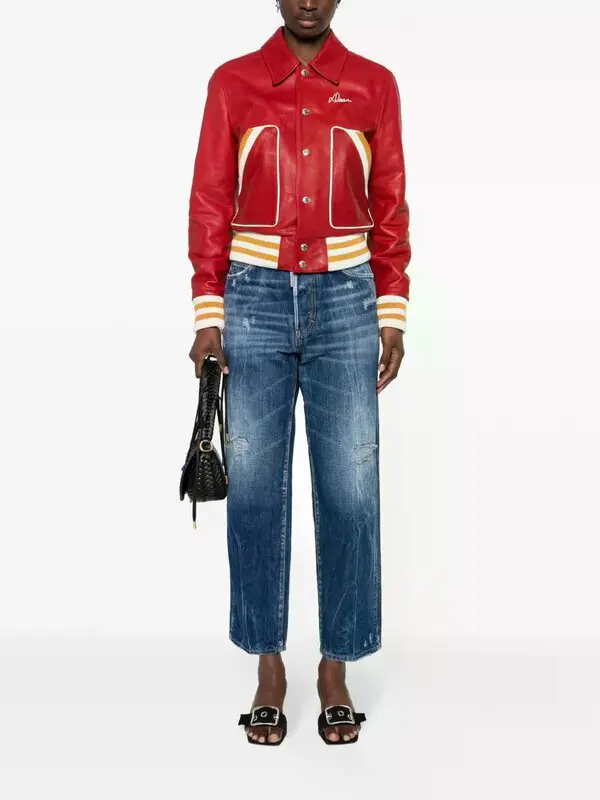 Dsquared2 Varsity Leather Bomber Jacket