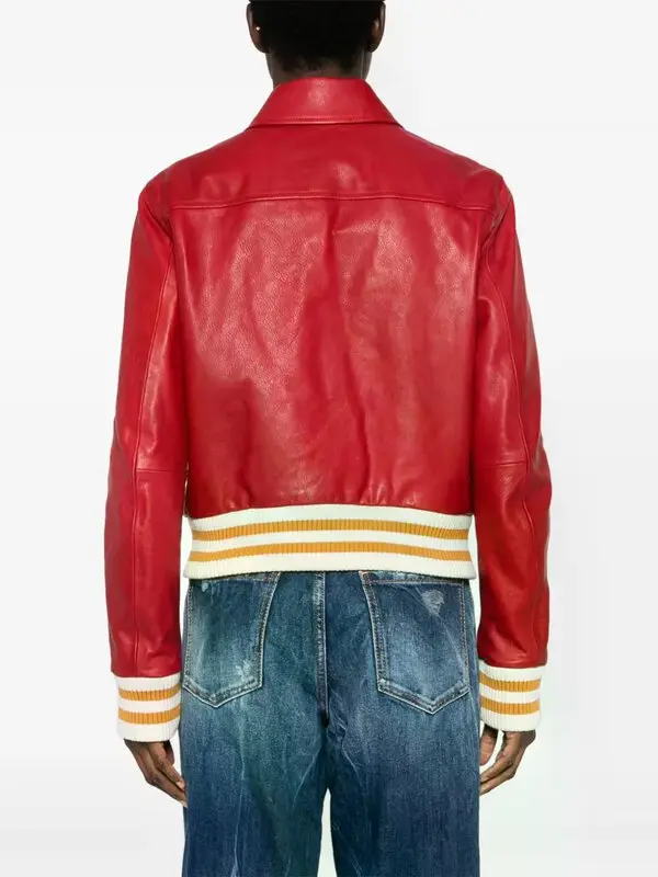 Dsquared2 Varsity Leather Bomber Jacket