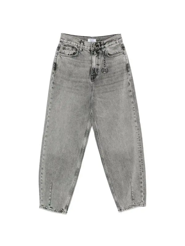 Liu Jo Logo-charm Acid-wash Jeans - Grey