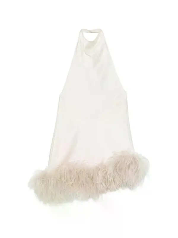 THE ARCHIVIA Mia Feather-trimmed Halterneck Dress