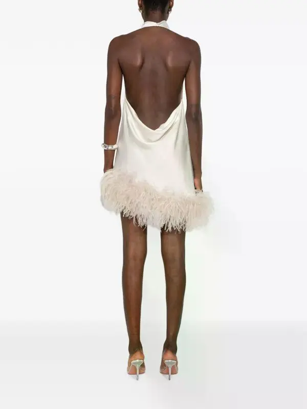 THE ARCHIVIA Mia Feather-trimmed Halterneck Dress
