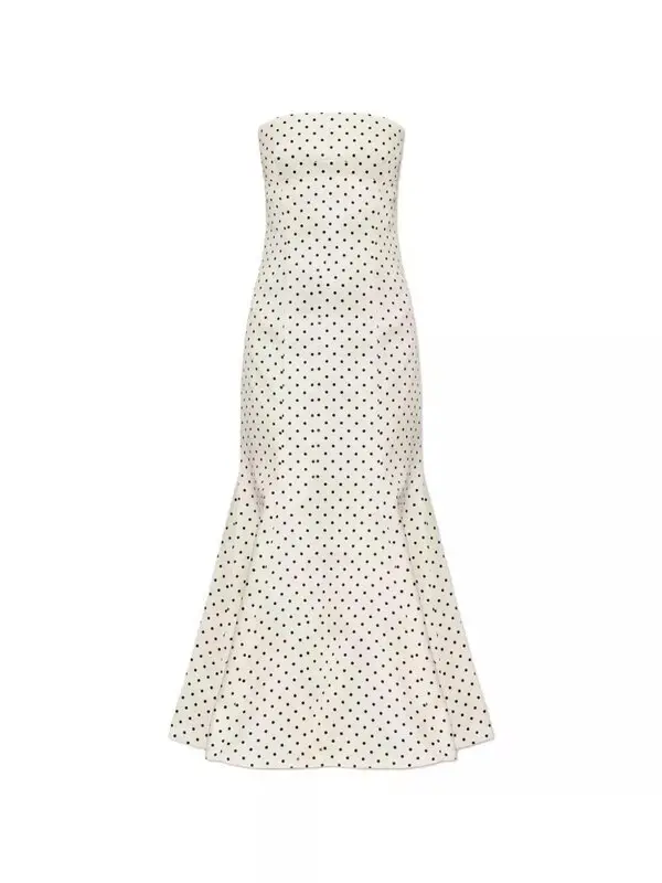 ROTATE BY BIRGER CHRISTENSEN Polka-dot Strapless Midi Dress - Neutrals
