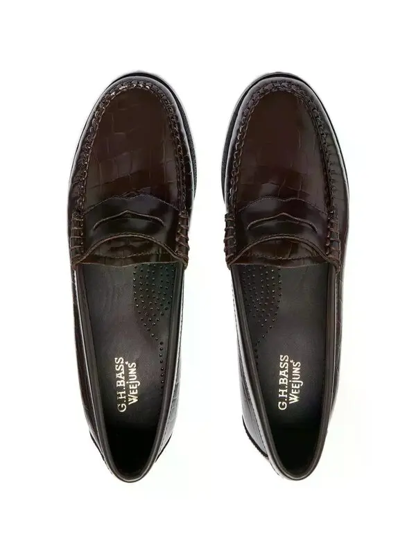 G.H.BASS Weejuns Crocodile-embossed Leather Loafers