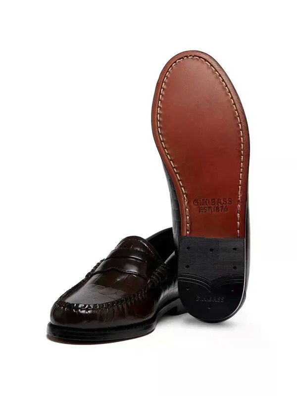 G.H.BASS Weejuns Crocodile-embossed Leather Loafers