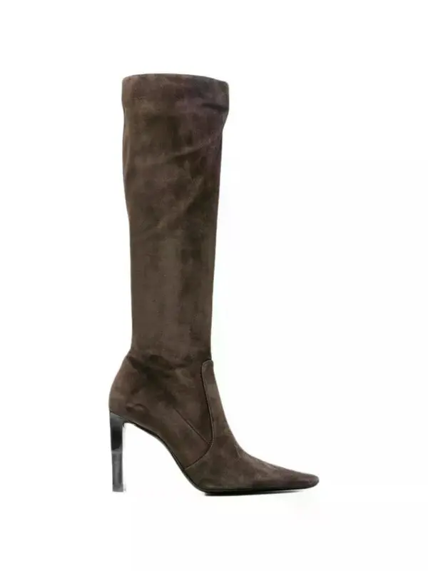 Saint Laurent Francoise Pointed-toe Knee-high Boots - Brown