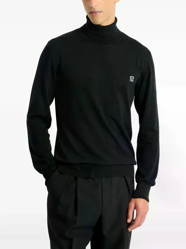 Balmain Logo Embroidered Turtleneck Sweater