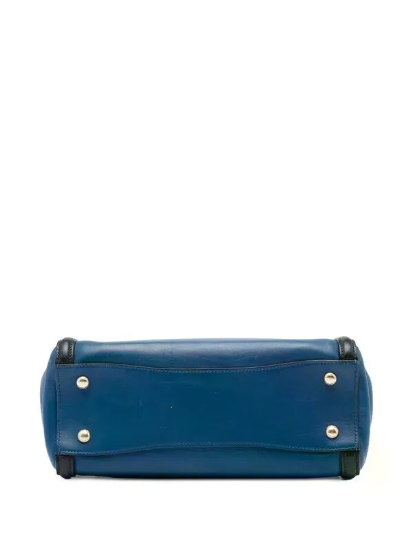 Prada Bicolor Saffiano Trimmed City Calf Double Zip Satchel - Blue