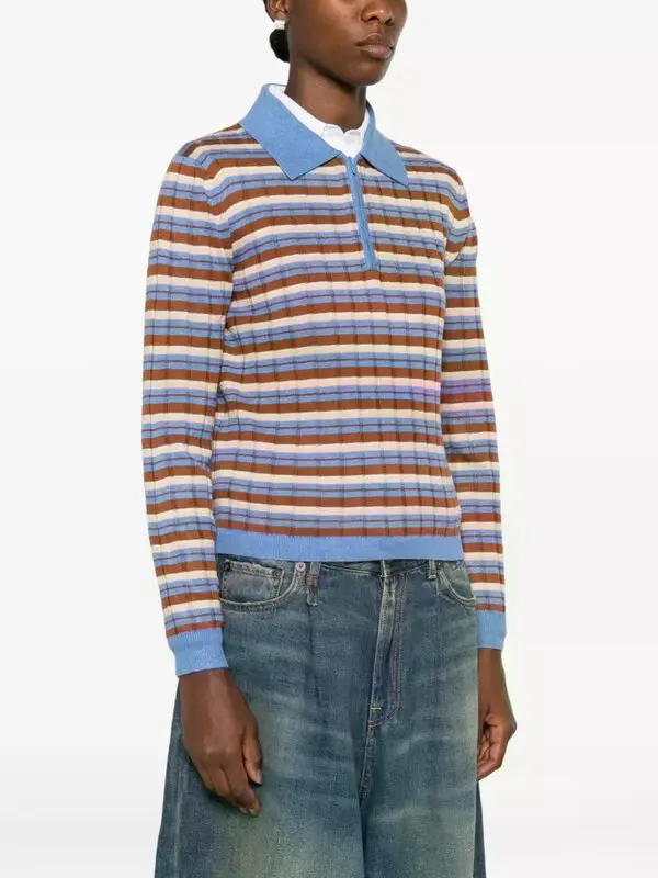 Guest In Residence Track Striped Quarter-zip Polo