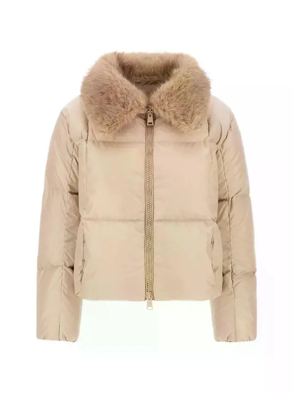 Herno Padded Jacket With Detachable Faux Fur Trim - Neutrals