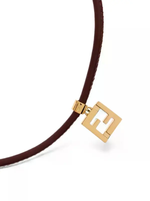 Fendi Ff Logo Leather Bracelet