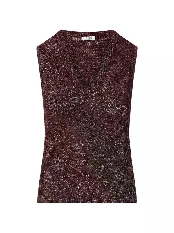 Liu Jo Floral Jacquard Metallic Top - Purple