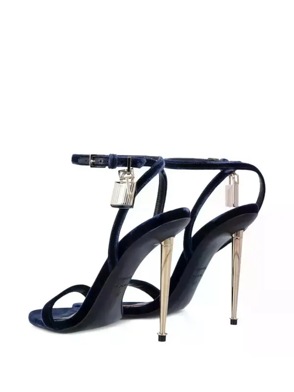 TOM FORD Velvet Padlock Pointy Naked Sandals - Blue