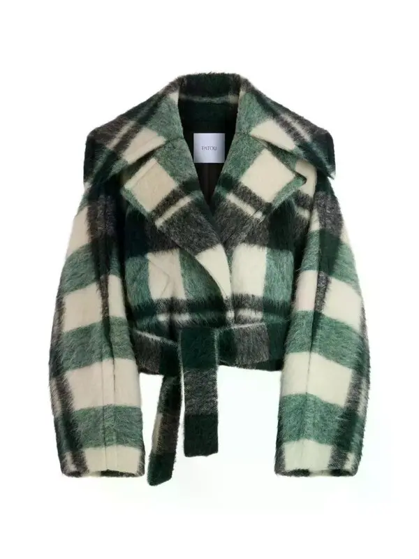 PATOU Checked Belted Cropped Jacket