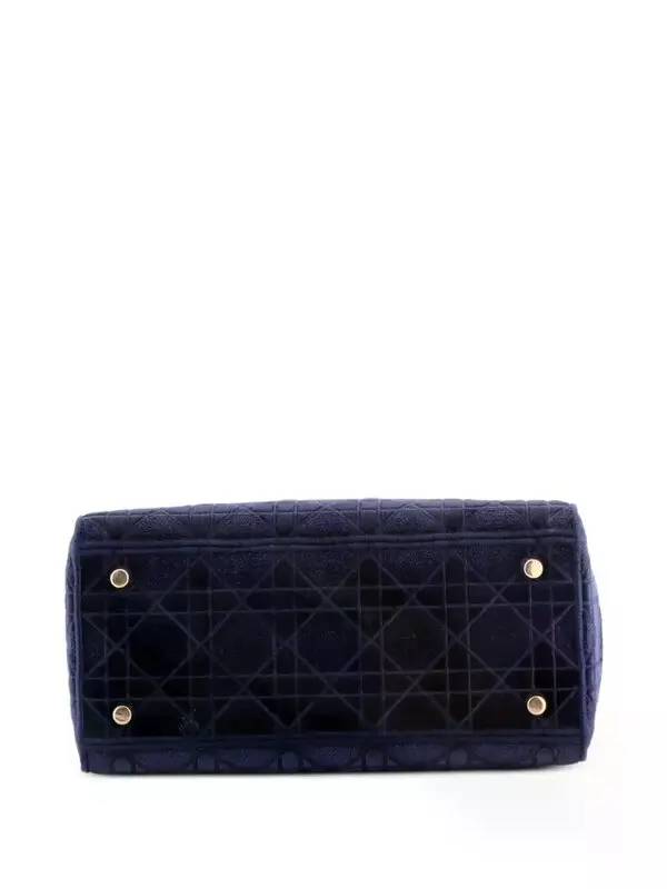 Dior Lady D-lite Bag Cannage Embroidered Velvet Medium Tote Bag