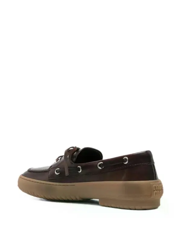 Miu Miu Lace-up Leather Loafers