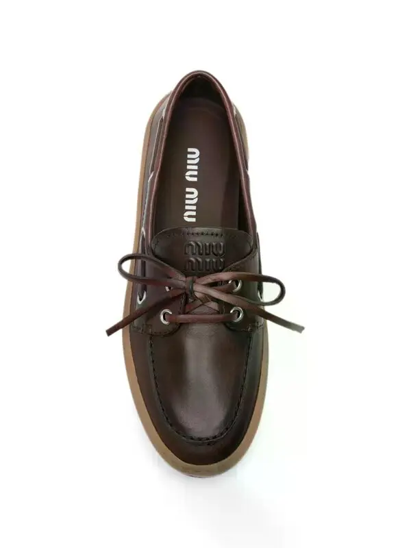 Miu Miu Lace-up Leather Loafers