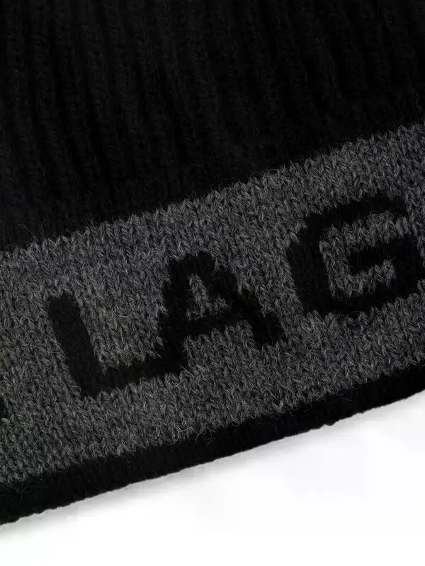 Karl Lagerfeld Logo-intarsia Ribbed Beanie Hat
