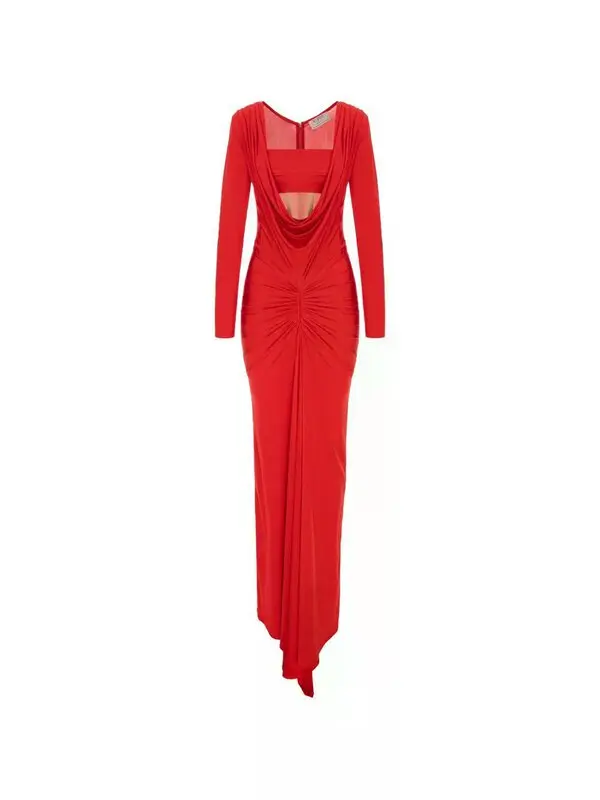 V:PM ATELIER Donna Ruched-detail Maxi Dress - Red