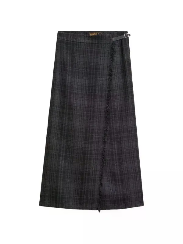 Woolrich Checked Frayed-edge Midi Skirt